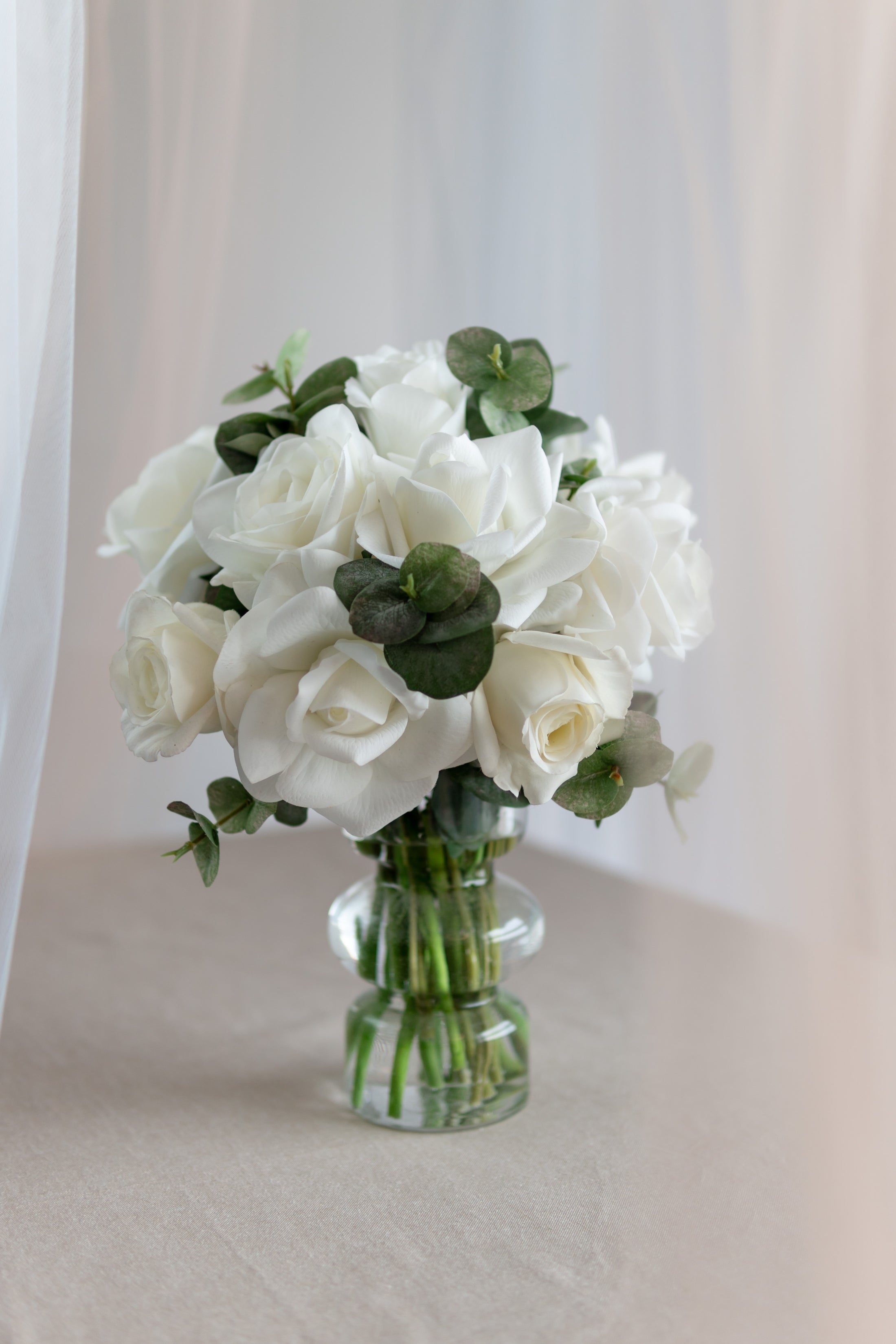 Callista White Real Touch Rose Wedding Centerpiece – Lifelike Faux Flo ...